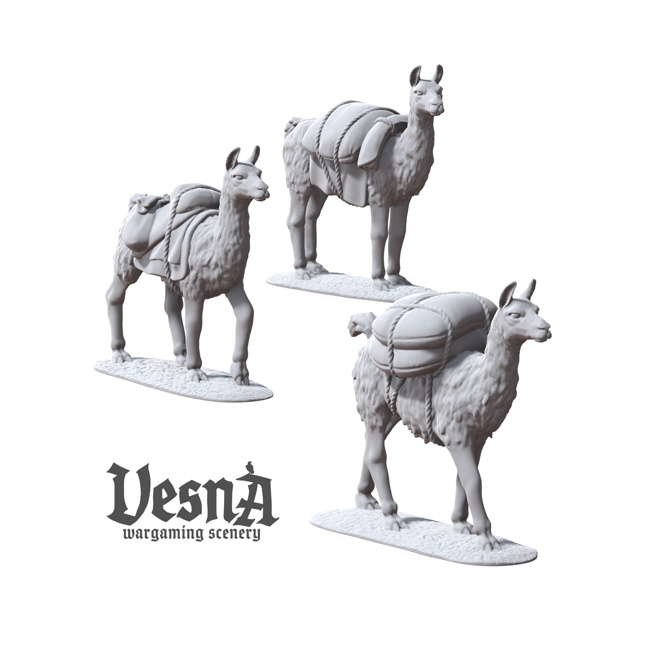Set of 3 Llamas with Packs – Ravens Roost Hobbies
